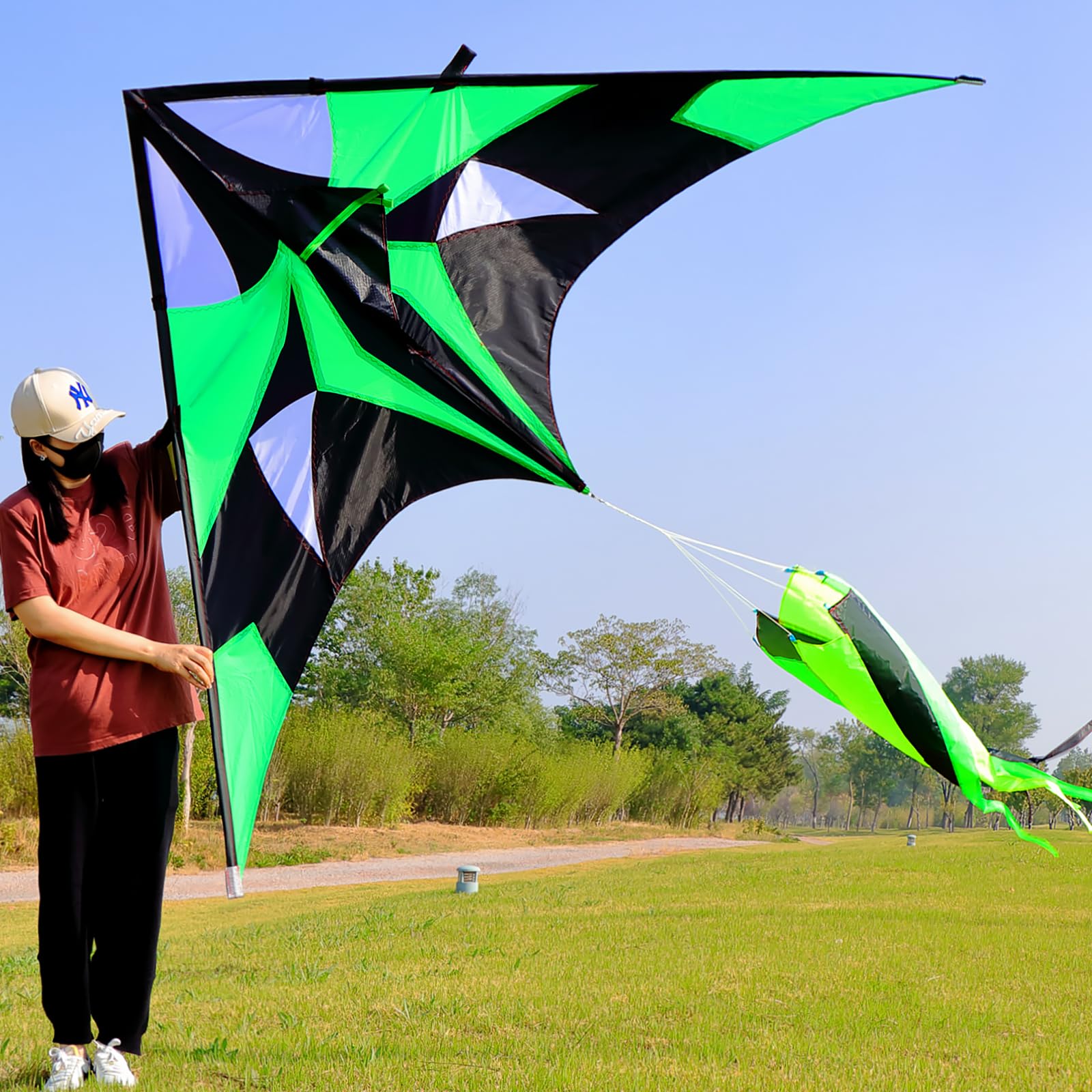 Buy Giant Delta Kite for Adults, Comes with 3D Spinning Kite Tail ...