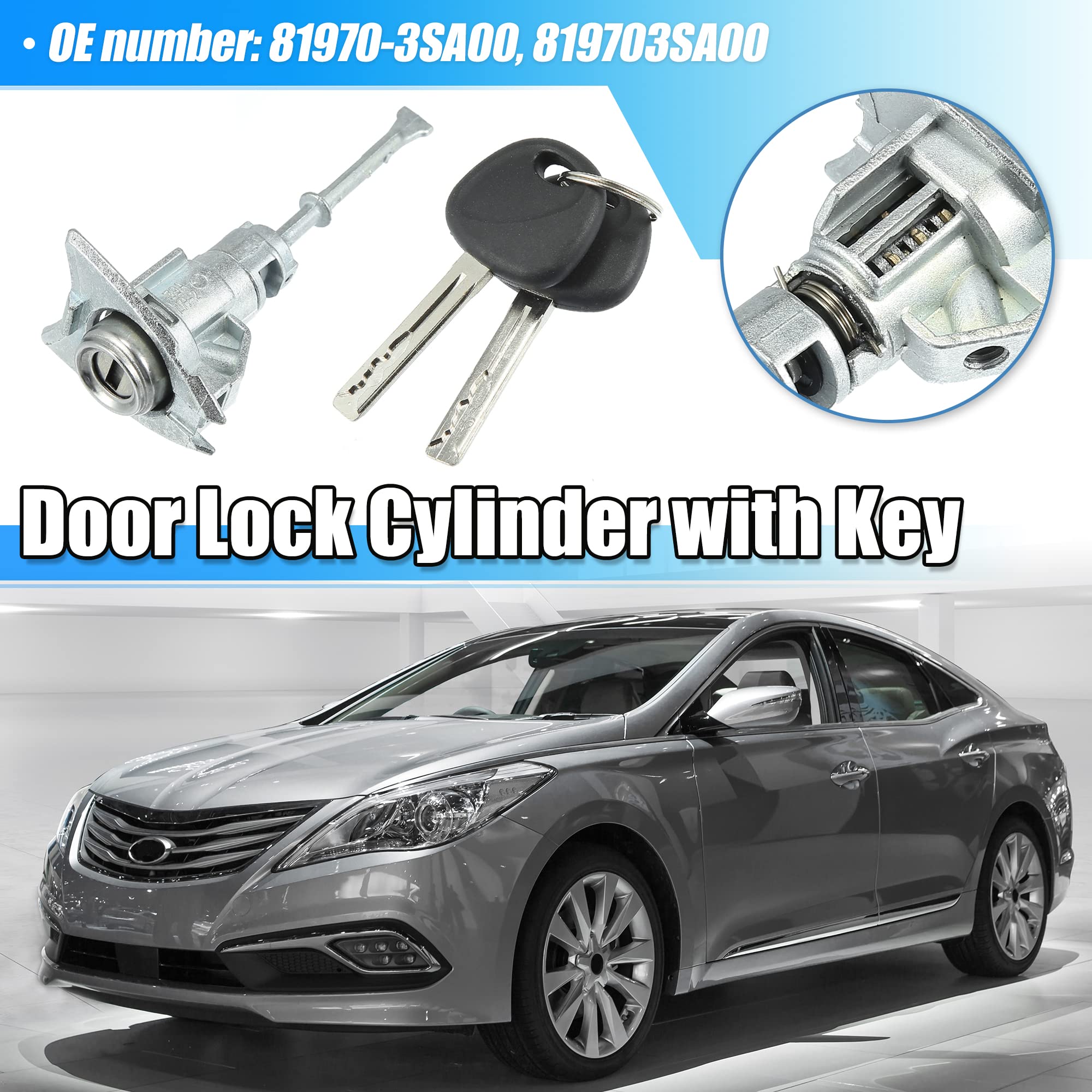 Door Lock Cylinder With Key Front Left Side Power Window Switch Fit ...