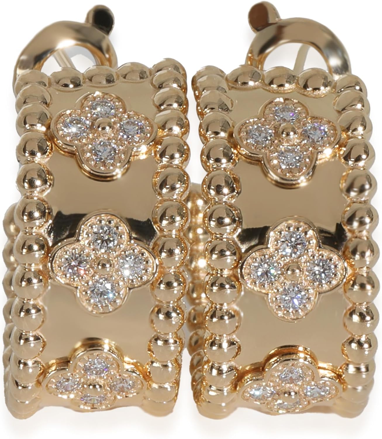 Amazon.com: Van Cleef & Arpels, Pre-Loved Perlee Clovers Hoop Earrings ...
