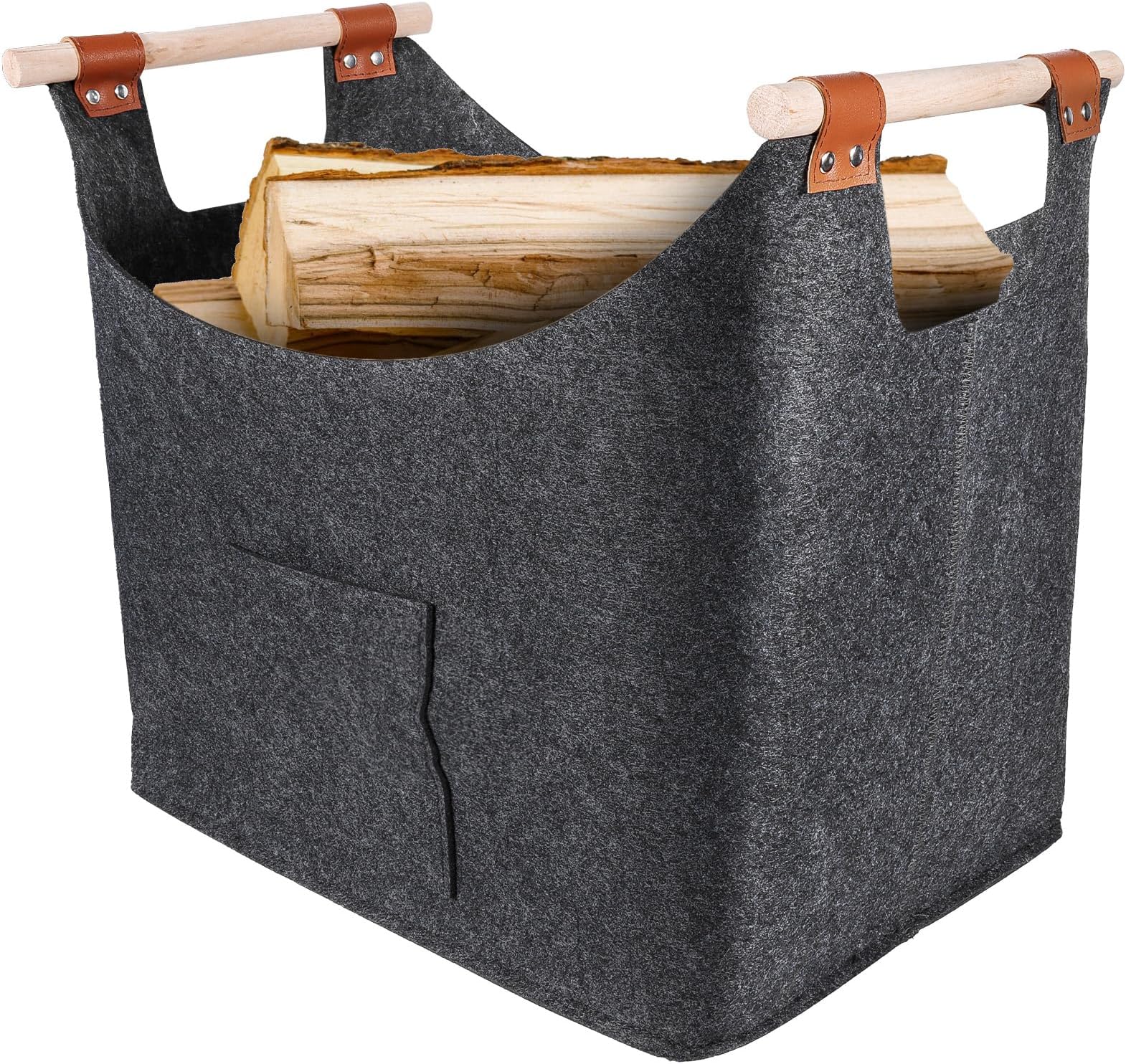 XXL Holzkorb für Kaminholz Extra Dicker Filz und Verstärkter Griff ...