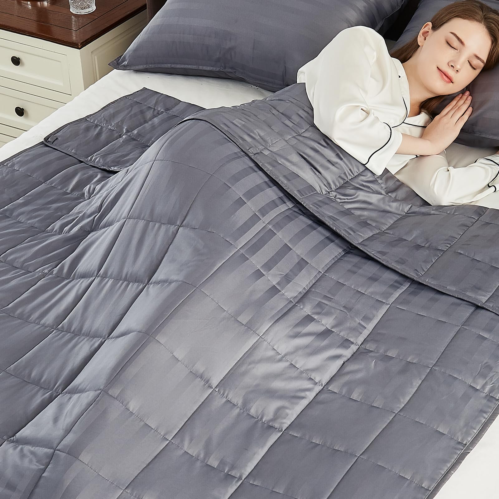 Amazon.com: anfie Weighted Blanket(88"x104" King Size 25lbs,Grey),Ultra ...