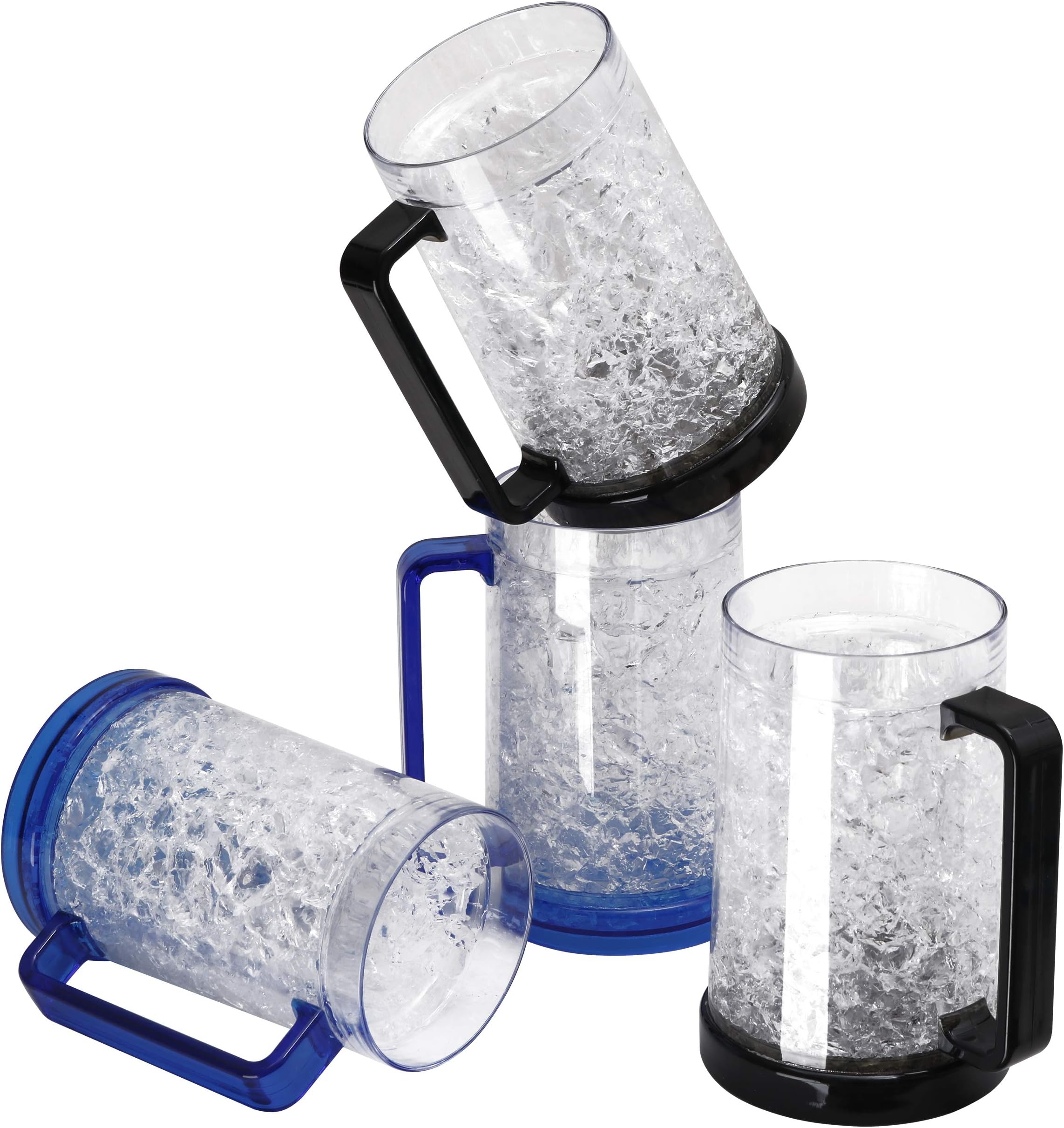 Amazon.com: Freezer Ice Beer Mugs, Drinking Glasses, Double Wall Gel ...