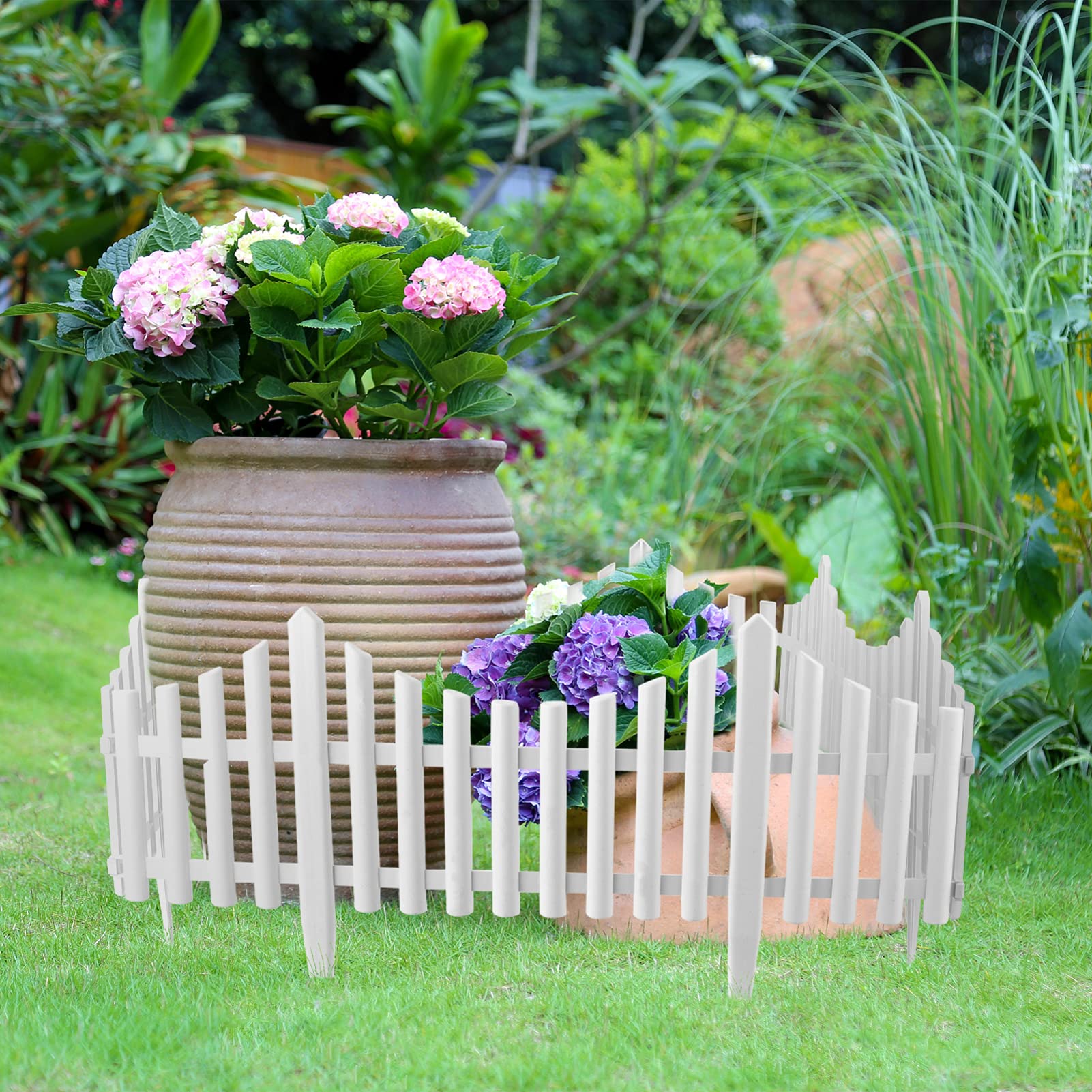 English Garden White Picket Fence 4pc White Picket Fence Flexible