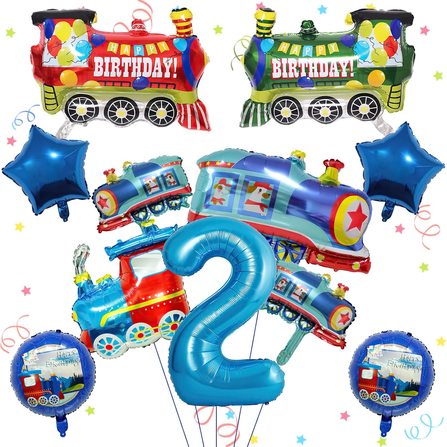 Amazon.com: HHLCWA 11 Pcs Train Birthday Balloons, Jumbo Colorful Train ...