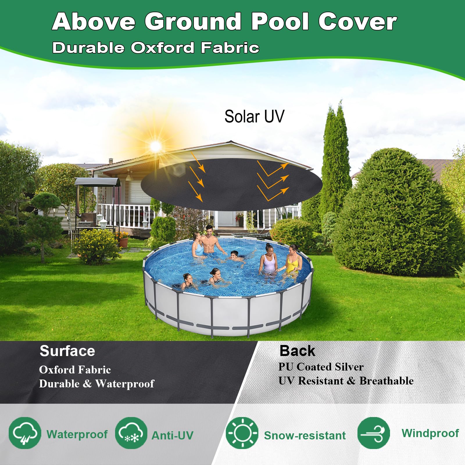 Winter Pool Cover 24 FT Round,Landrip Pool Cover for Above Ground Pool ...