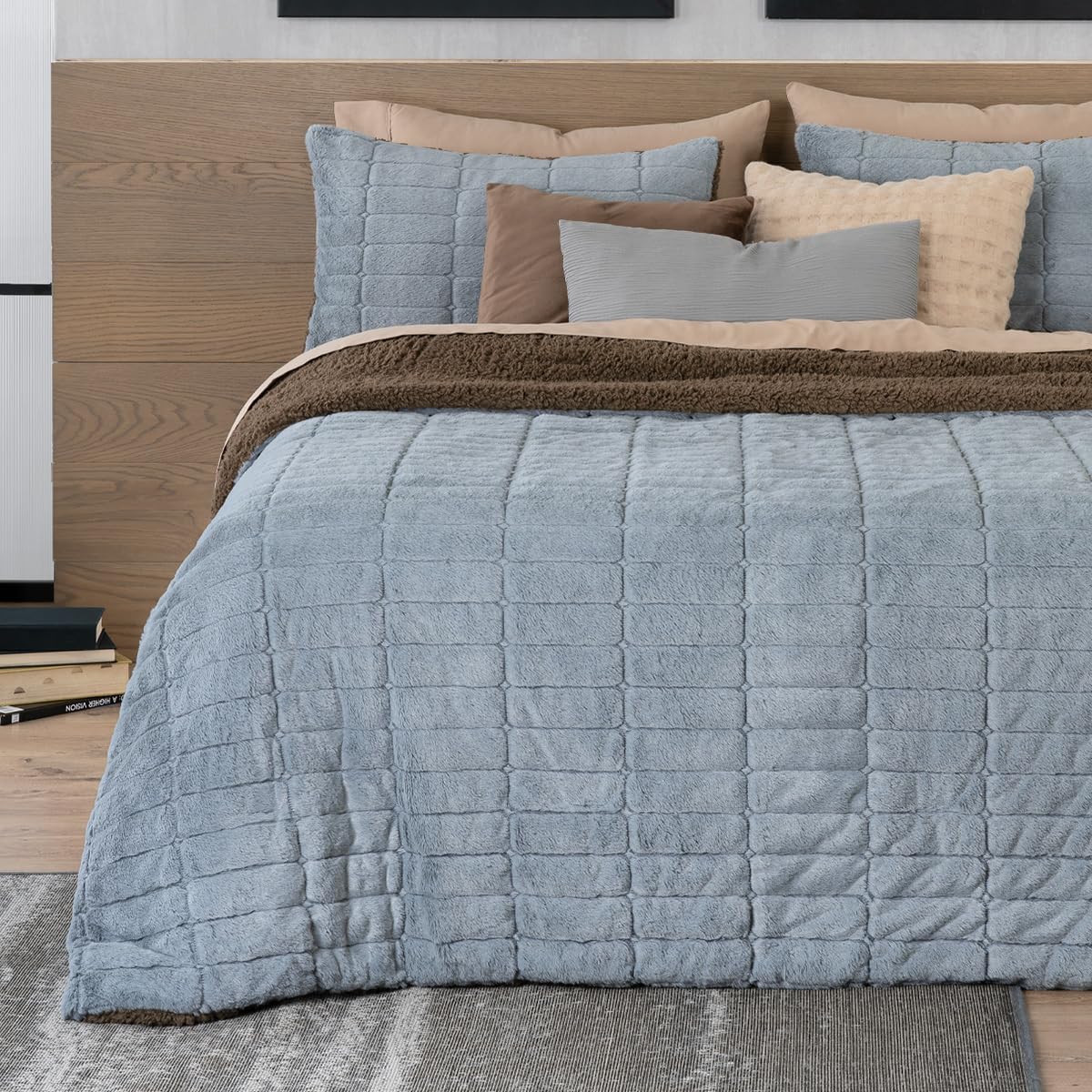 REAL TEXTIL Edredón Invernal con Fundas, Cobertor Extra Grande (Gris ...