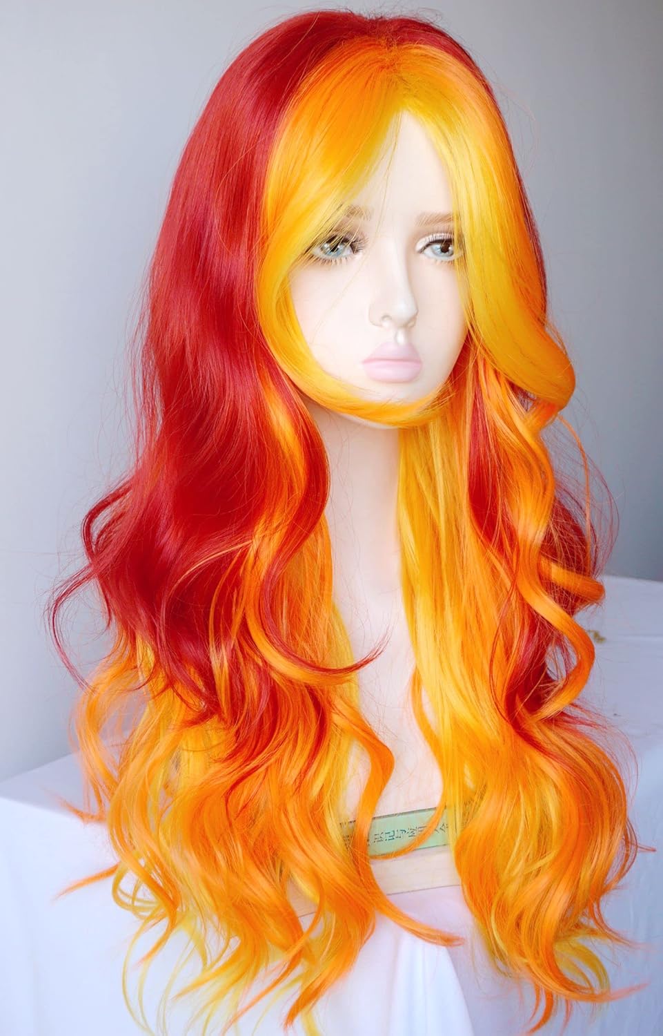 Amazon.com: Orange yellow wigs for women costume Wig and flow curl ...