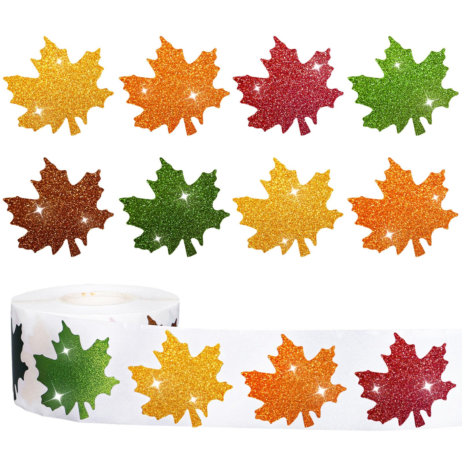 Large Fall Stickers Sparkly Fall Leaves Stickers Roll - 500Pcs Autumn ...