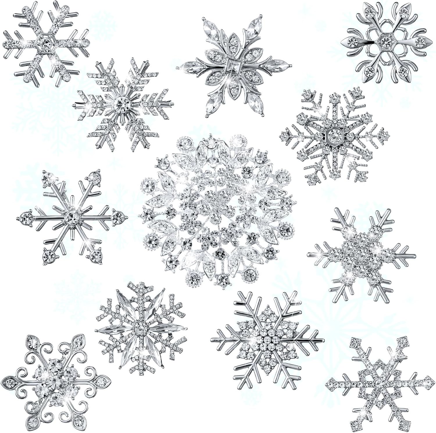 Amazon.com: Daifunli 12 Pcs Christmas Snowflake Brooch Pins Set Winter ...