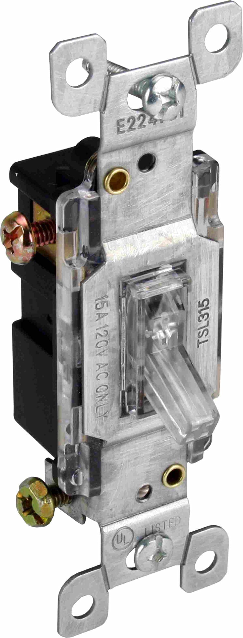 Leviton 1203-PLC 15 Amp, 120 Volt, Toggle Pilot Light, Neutral 3-Way AC ...