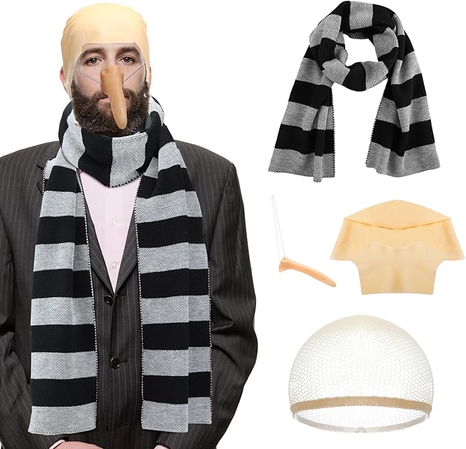 Amazon.com: Newcotte 4 Pcs Halloween Makeup Latex Bald Caps with Wig ...