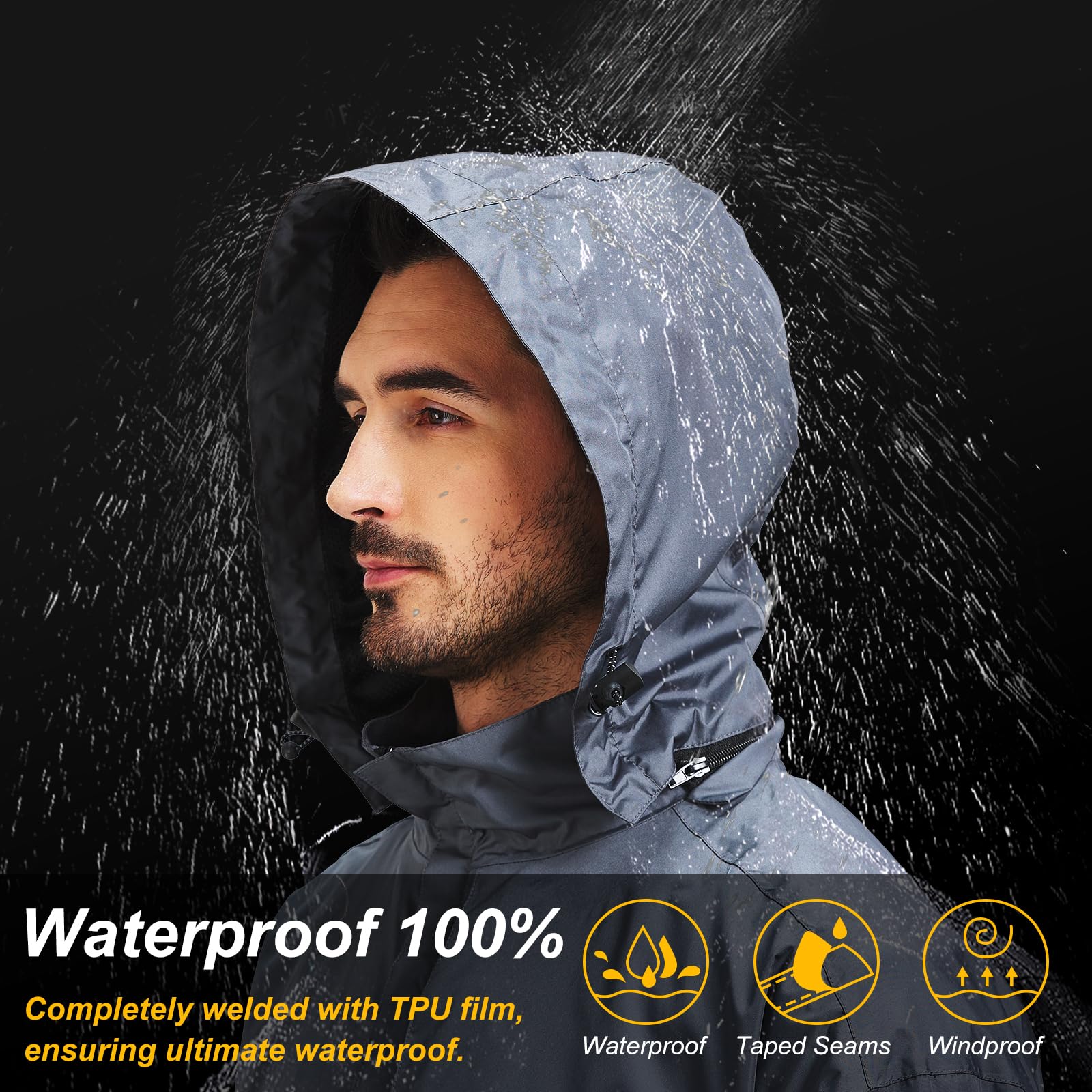 Snapklik.com : Mens Packable Rain Jacket Waterproof Outdoor Classic ...