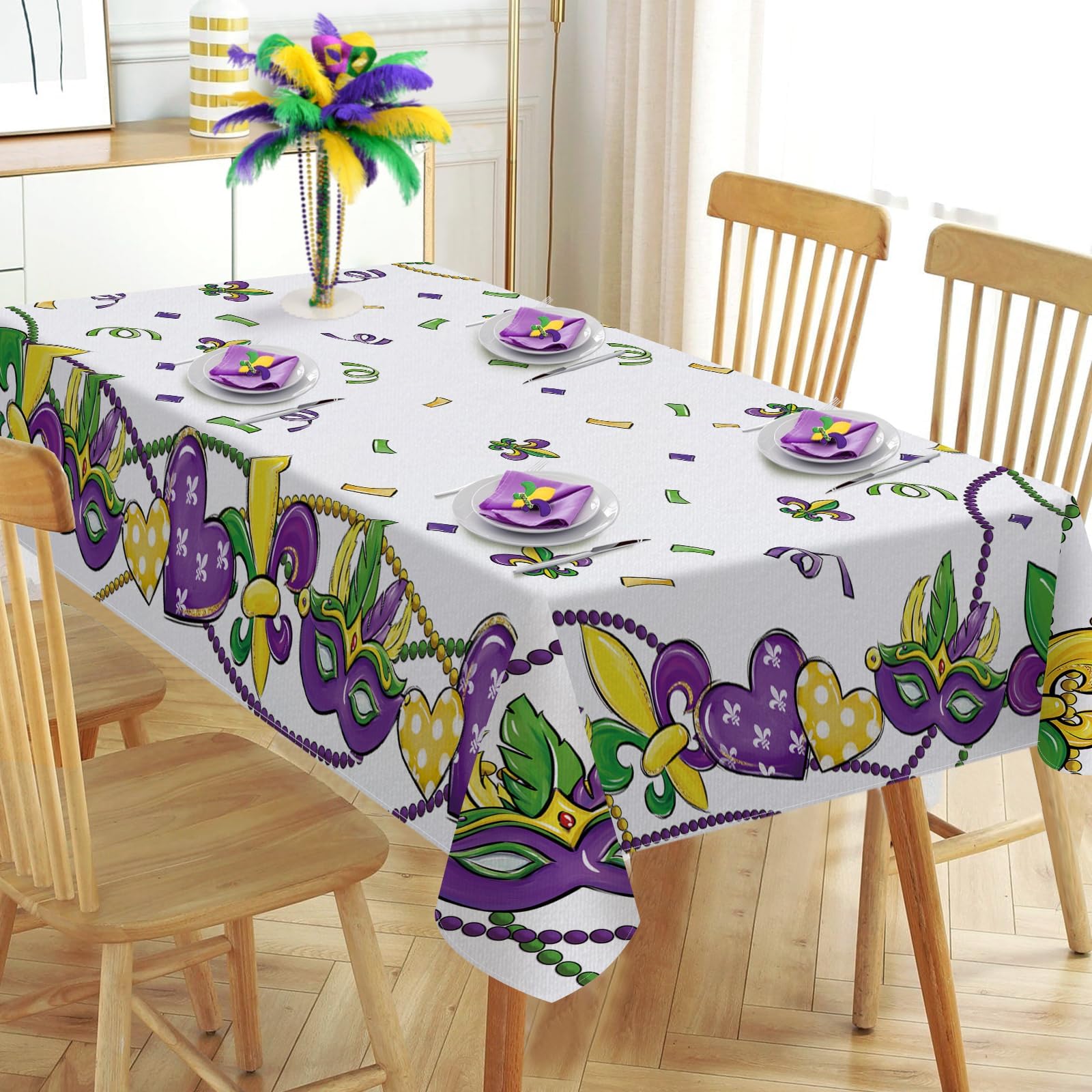 Amazon.com: Hafangry Mardi Gras Table Cloth Masquerade Party Decoration ...
