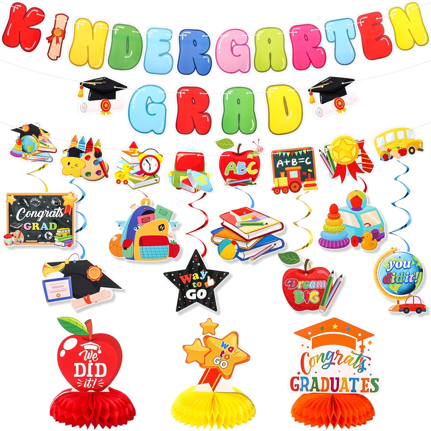 Amazon.com: TaoBary 18 Pcs Preschool Graduation Decorations 3 ...