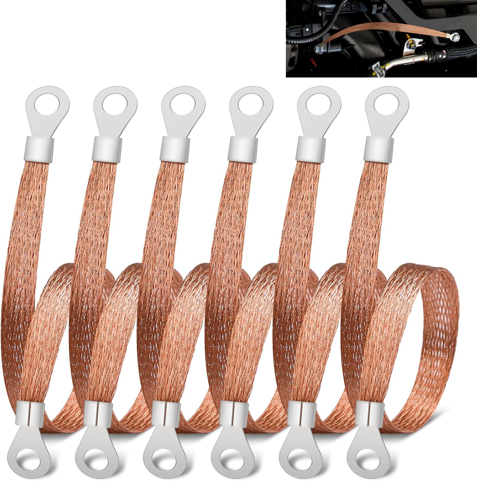 Amazon.com: 6 PCS Universal Automotive Braided Copper Ground Strap, 12 ...