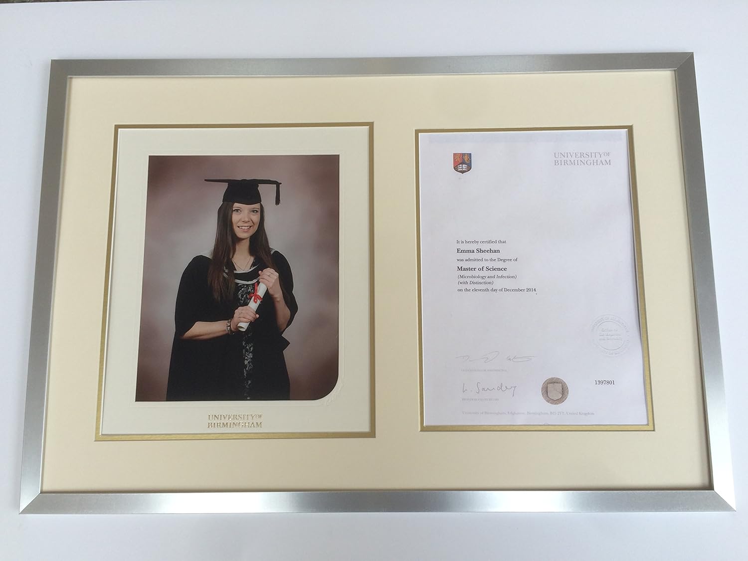 18mm Shiny Chrome Graduation Certificate Frames Double Mount – Various ...