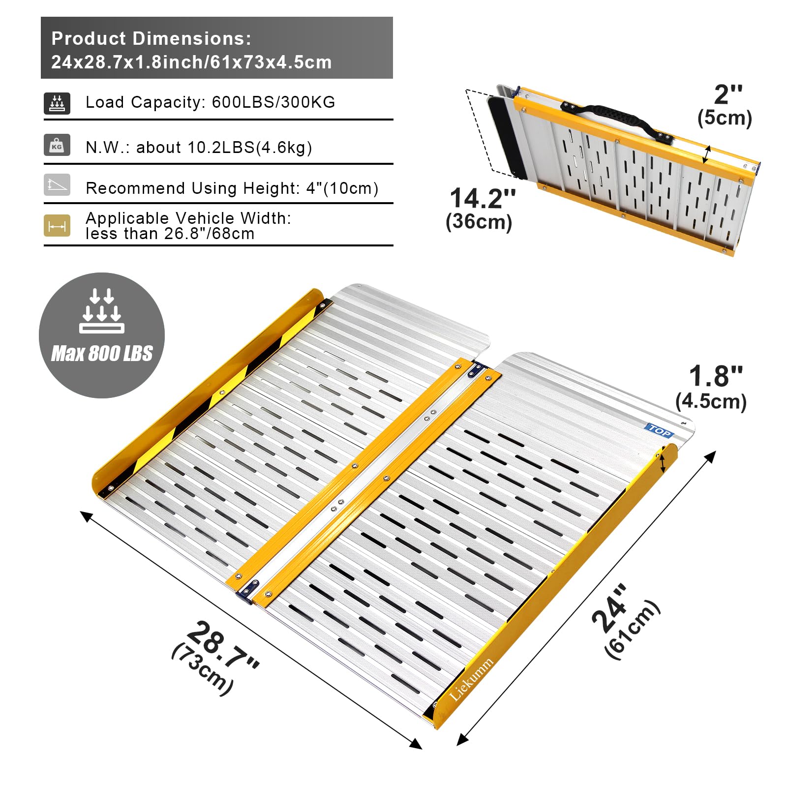 Snapklik.com : LIEKUMM Portable Wheelchair Ramp600LBS CapacityPrevent ...