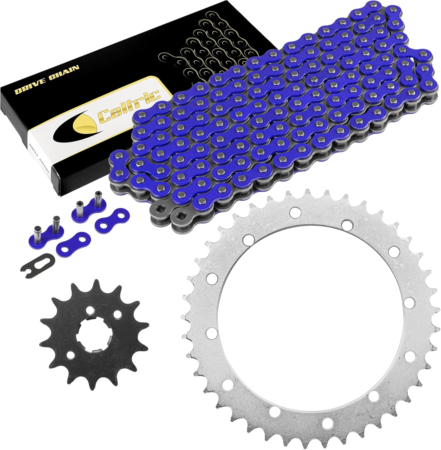 Amazon.com: Caltric Blue Drive Chain And Sprockets Kit Compatible with ...