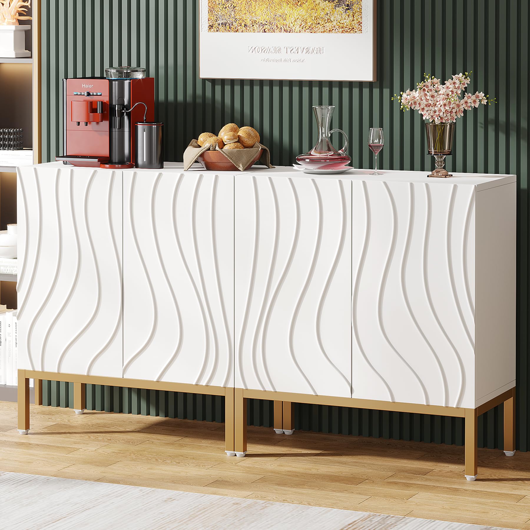 Buy Tribesigns Modern Buffet Cabinet Set, 59 Inch Storage Cabinet with ...