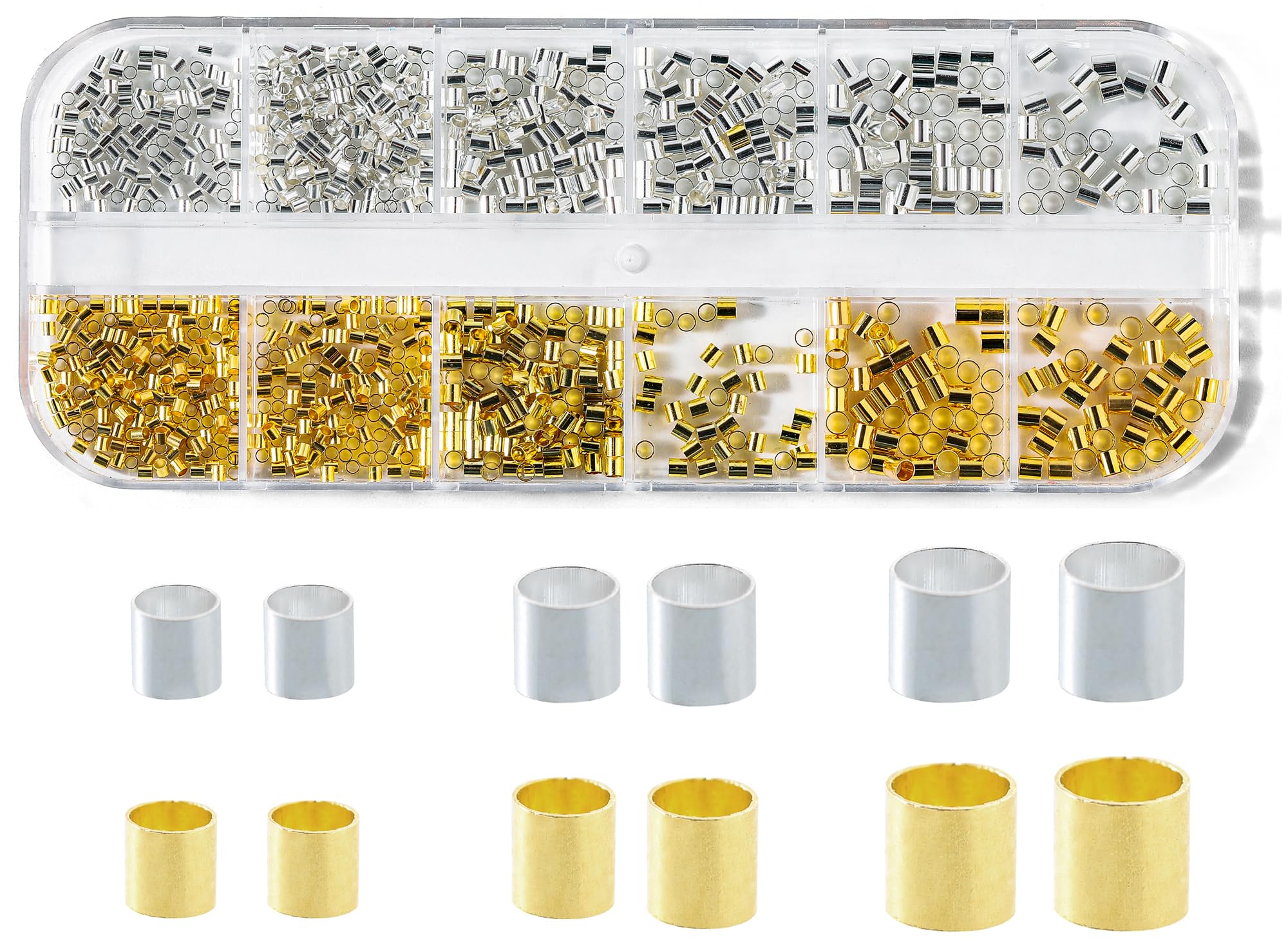 Amazon.com: Hudinsun 1050 Pcs Silver and Gold Crimp Beads for Jewelry ...