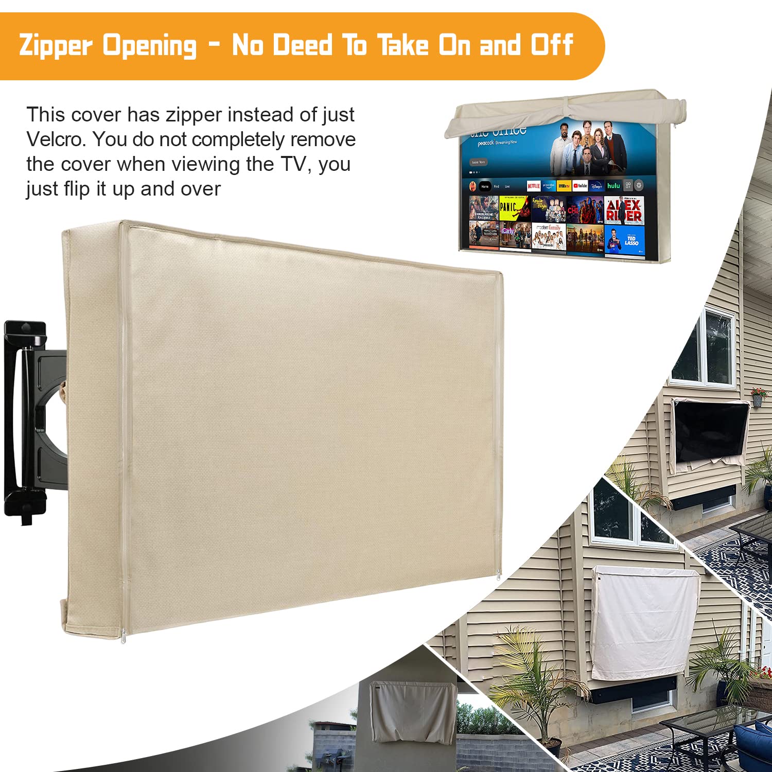 Outdoor TV Cover 60 to 65 Inches Weatherproof, Waterproof Outside TV ...