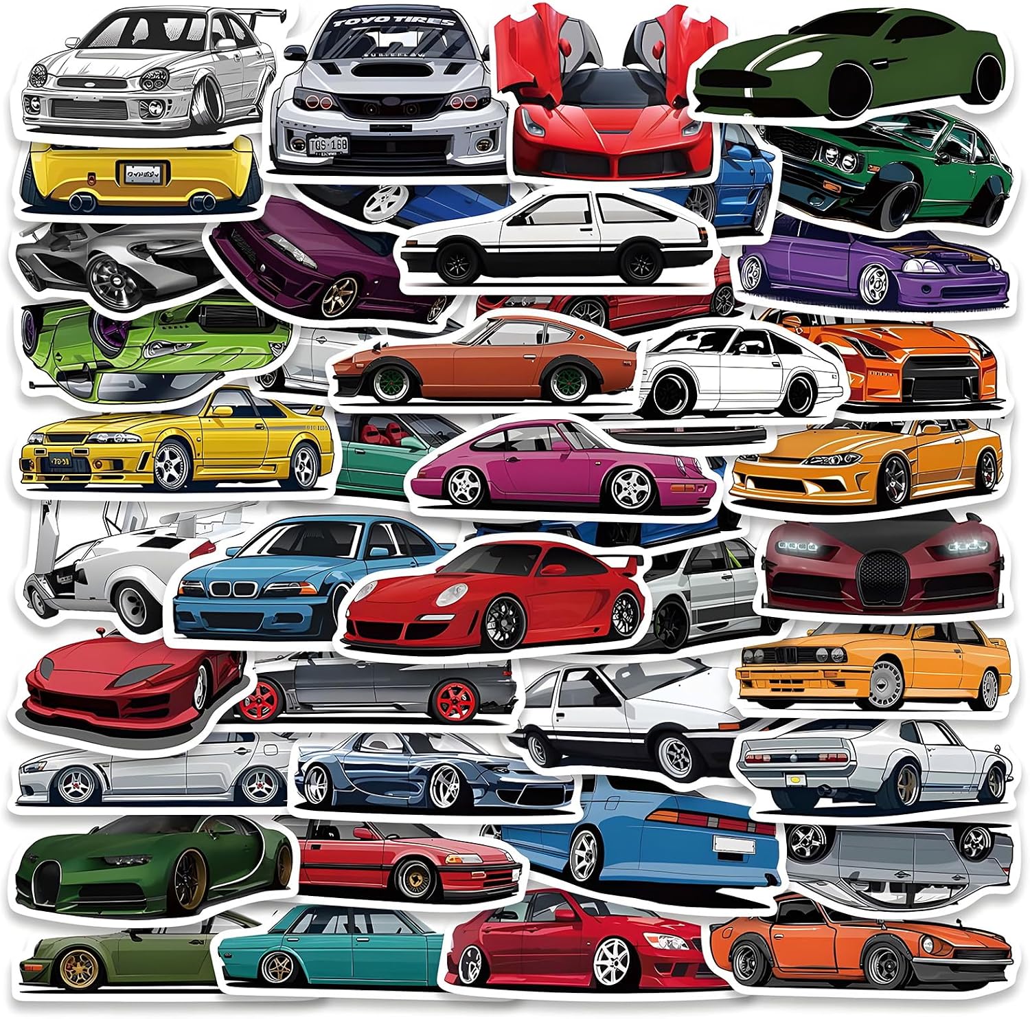 Amazon.com: 50 PCS Car Stickers Sports Car, Racing Sport Car Stickers ...