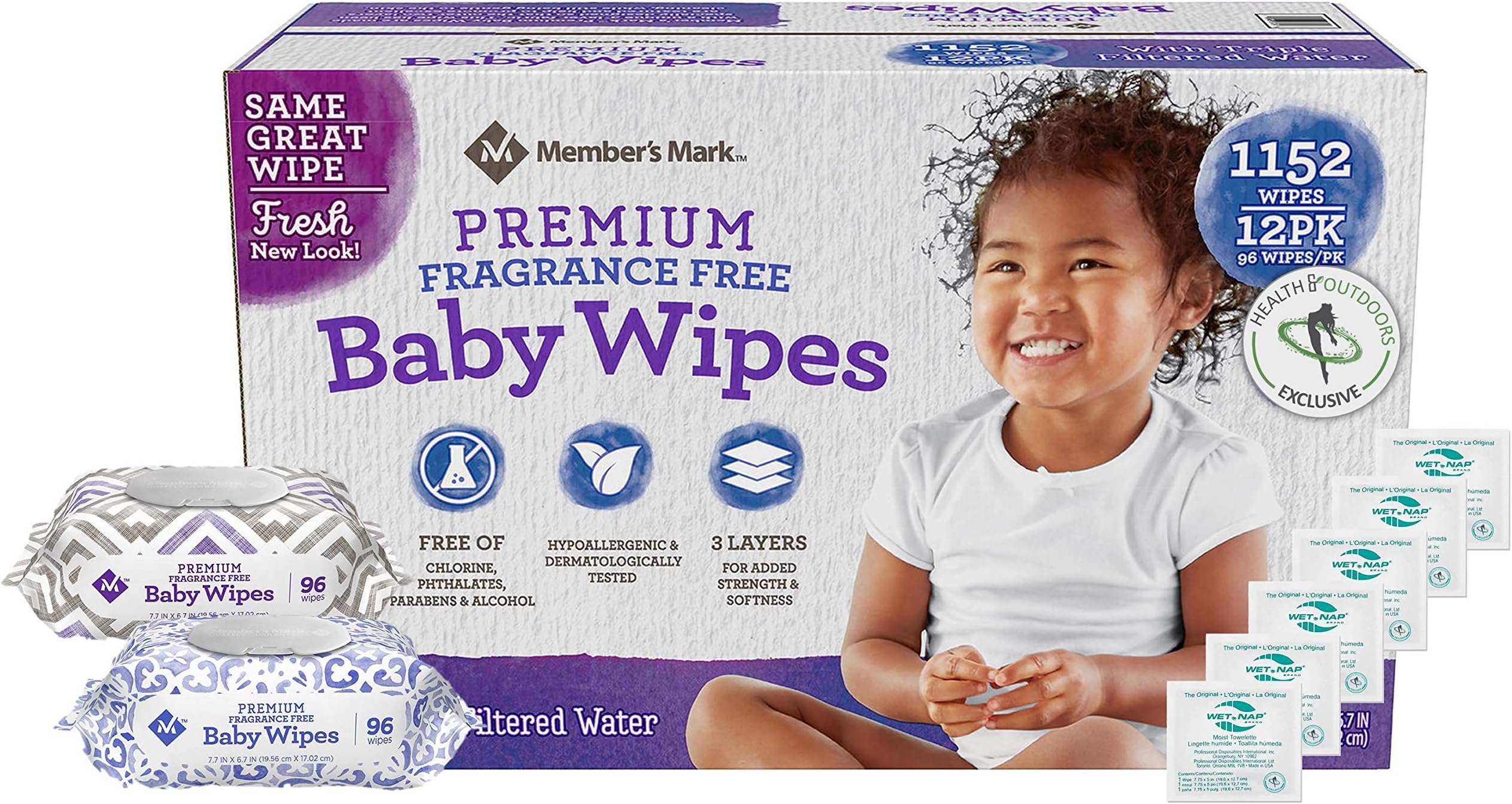 Amazon.com : Member's Mark Fragrance Free Baby Wipes (Netcount 12 Pack ...