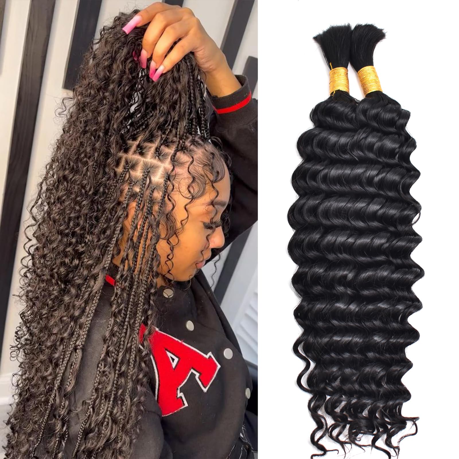 Amazon.com : Human Braiding Hair For Boho Braids Human Hair Bundles ...