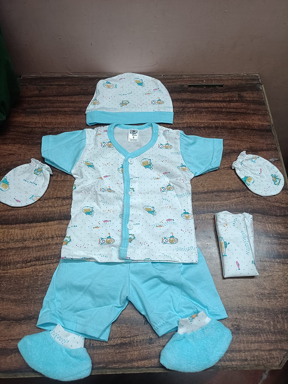 Little Hub Unisex Cotton 6Pcs Gift Set Pink 0-3 Months, Printed ...