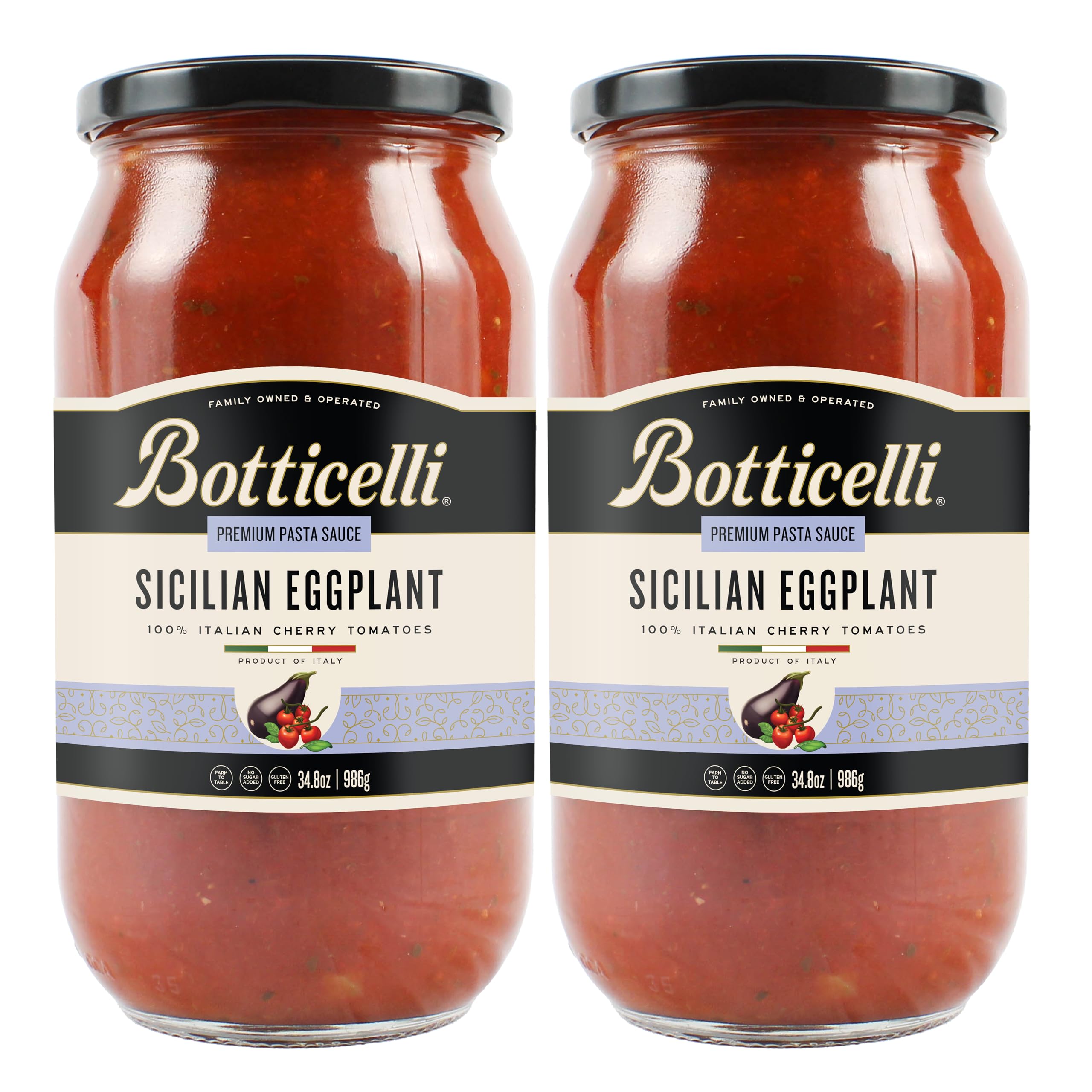 Amazon.com : Botticelli Sicilian Eggplant Pasta Sauce | 2 Pack Each ...