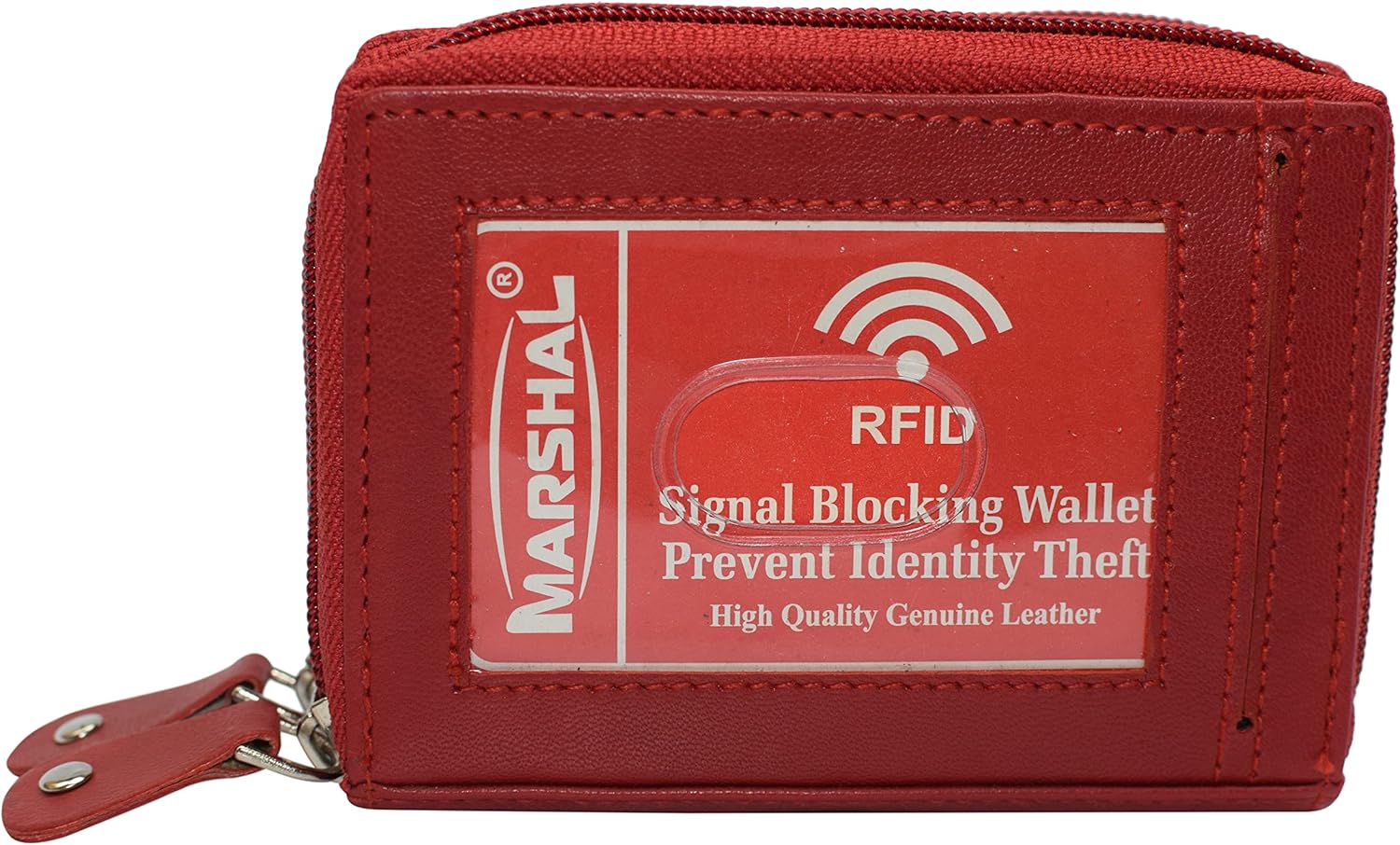 Amazon.com: MARSHAL Genuine Leather RFID Identity Protected Double ...