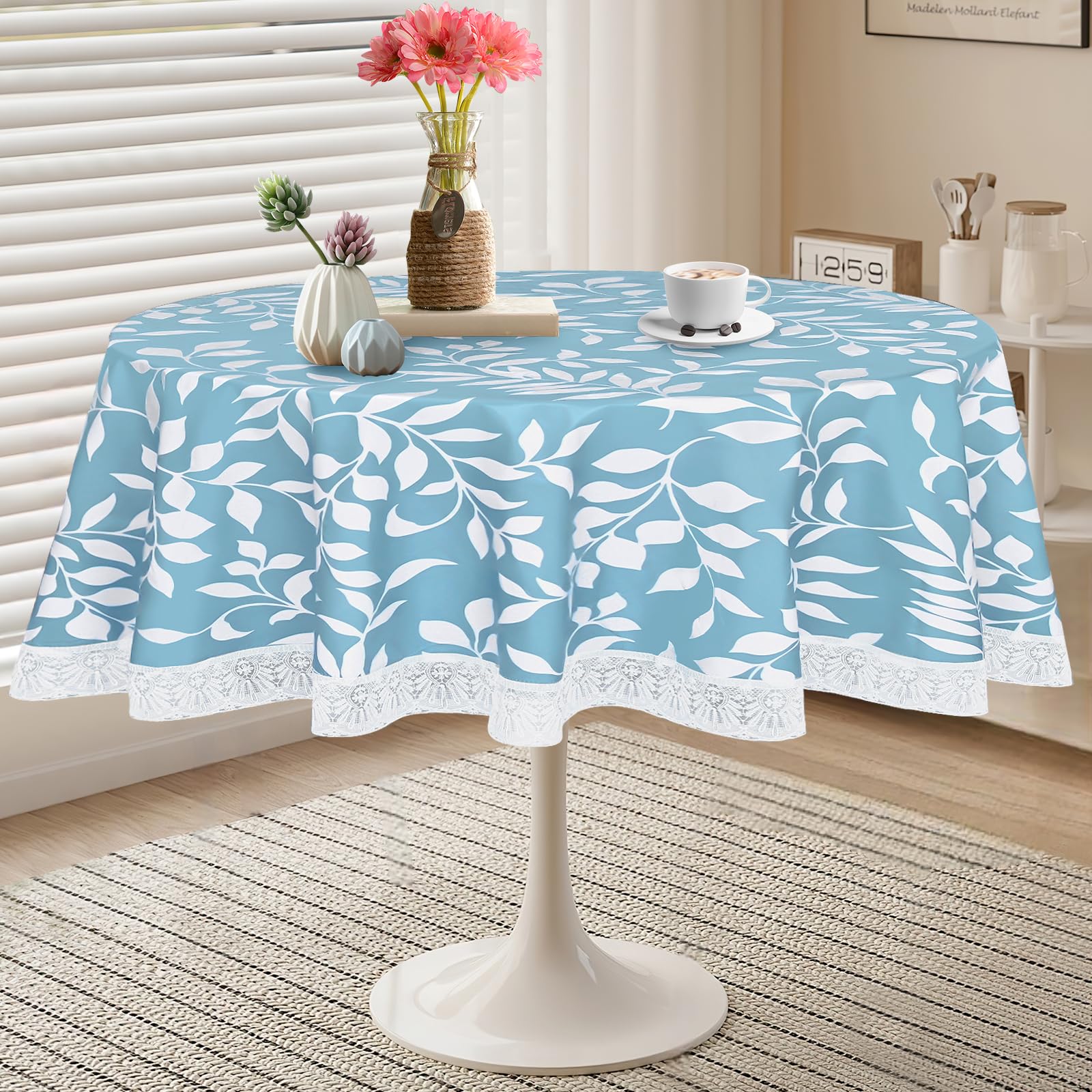 Amazon.com: Round Vinyl Tablecloth, 60 Inch Round Tablecloth with ...