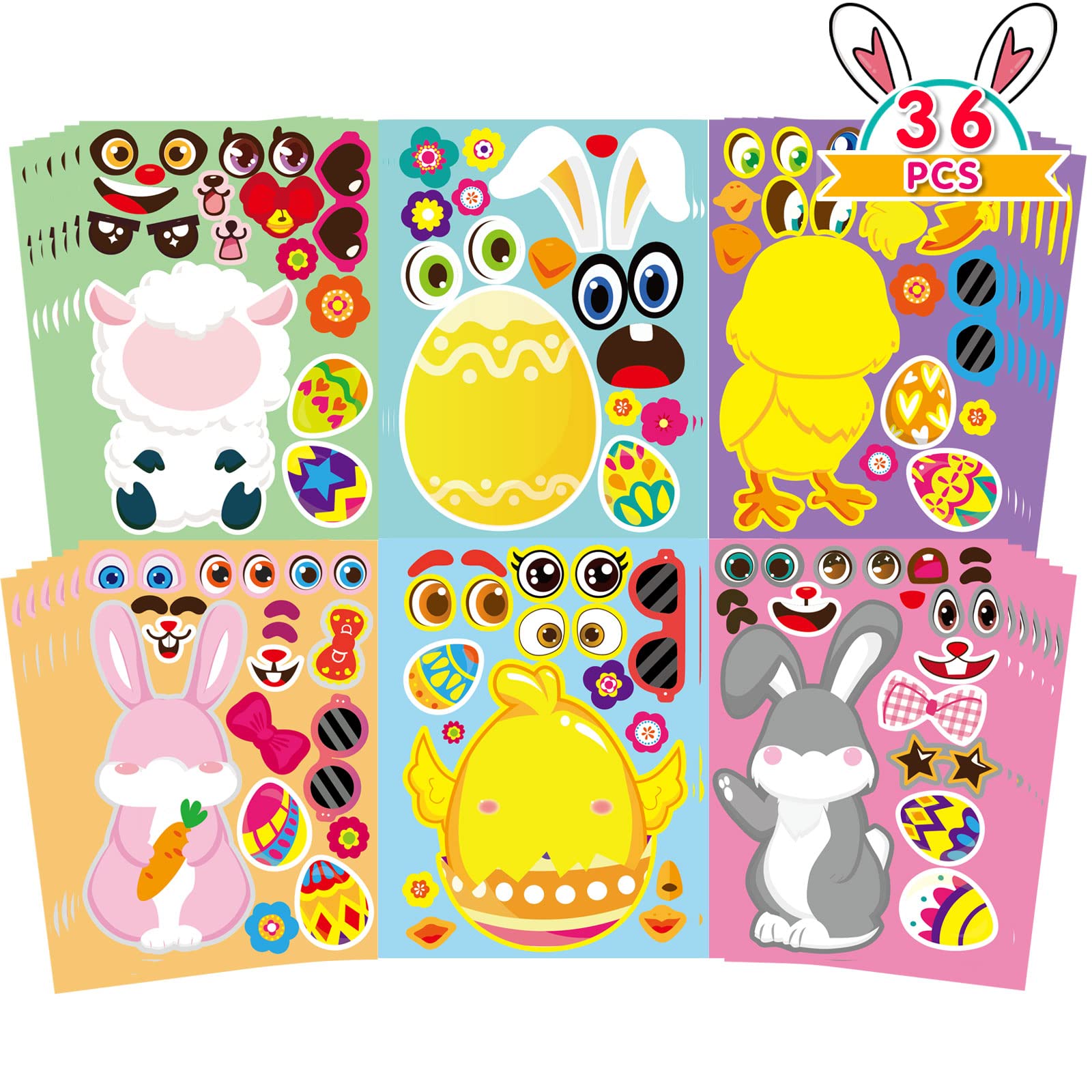 Amazon.com: 36 Sheet Easter Stickers for Kids,Easter Basket Stuffers ...