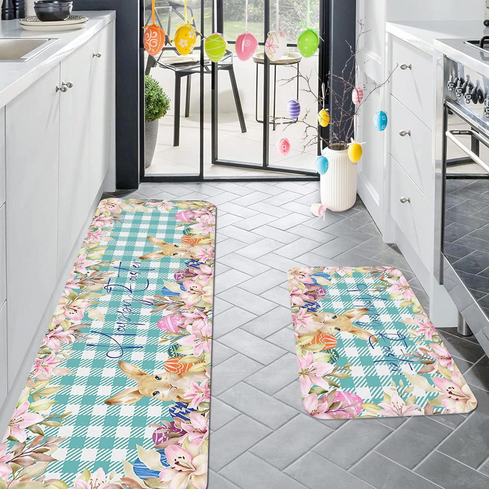 Amazon.com: HEALT Easter Kitchen Rugs Set of 2, Anti Fatigue Mats for ...