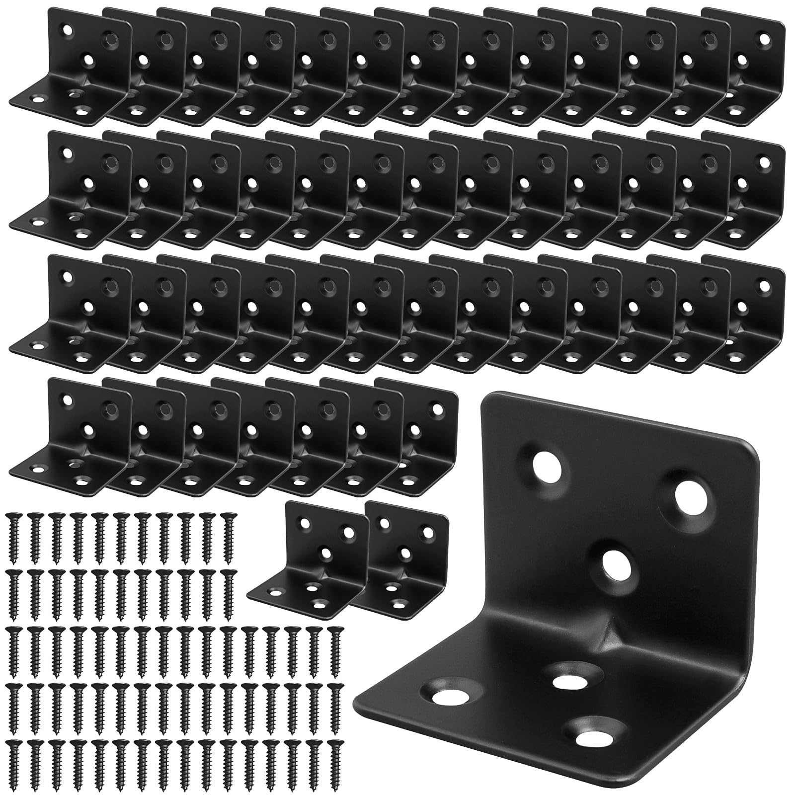 50PCS Black L Corner Brackets with 300PCS Screws, Heavy Duty Corner ...