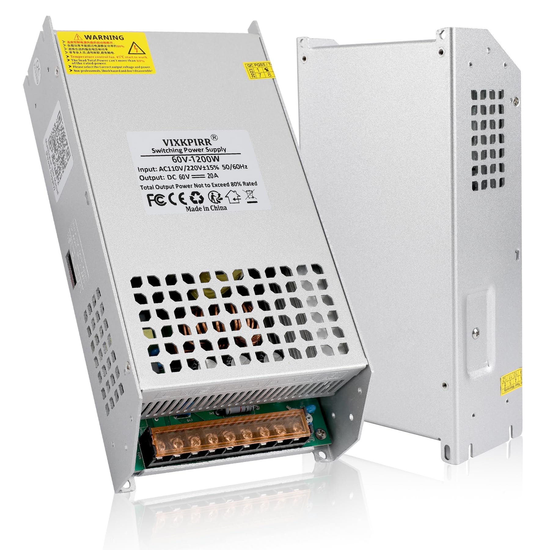 Amazon.com: New Version DC 60V 20A 1200W Power Supply 110V AC to 60V DC ...