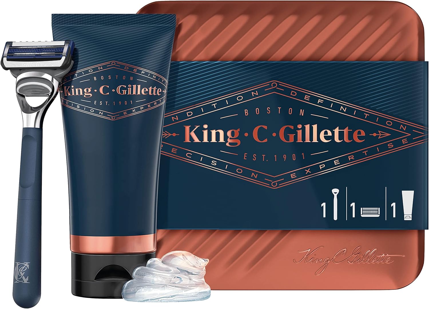 King C. Gillette Neck Razor for Men + 1 Razor Blade Refill + Shave Gel ...