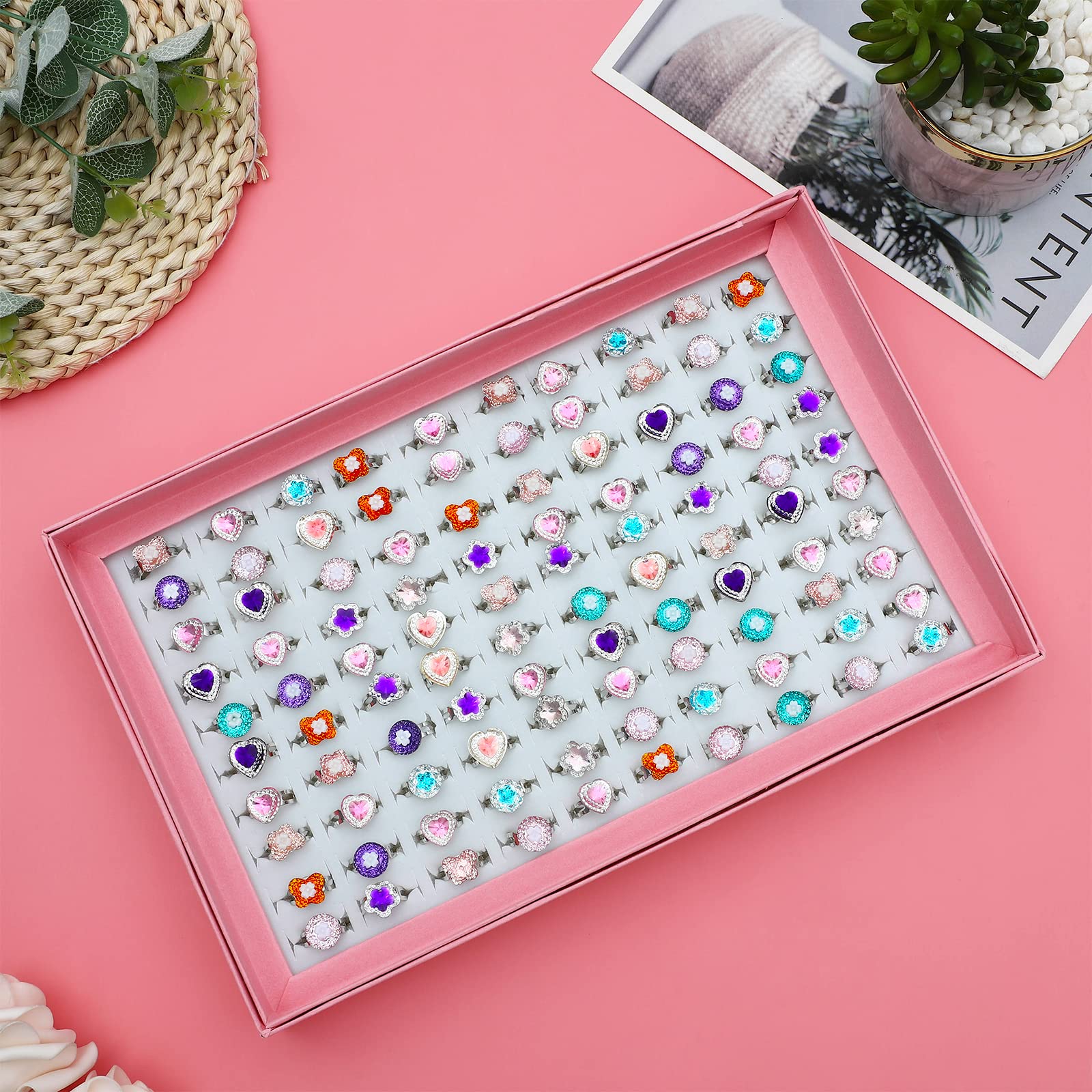 Snapklik.com : SOTOGO 100 Pieces Little Girl Rings Jewelry Rings Girl ...