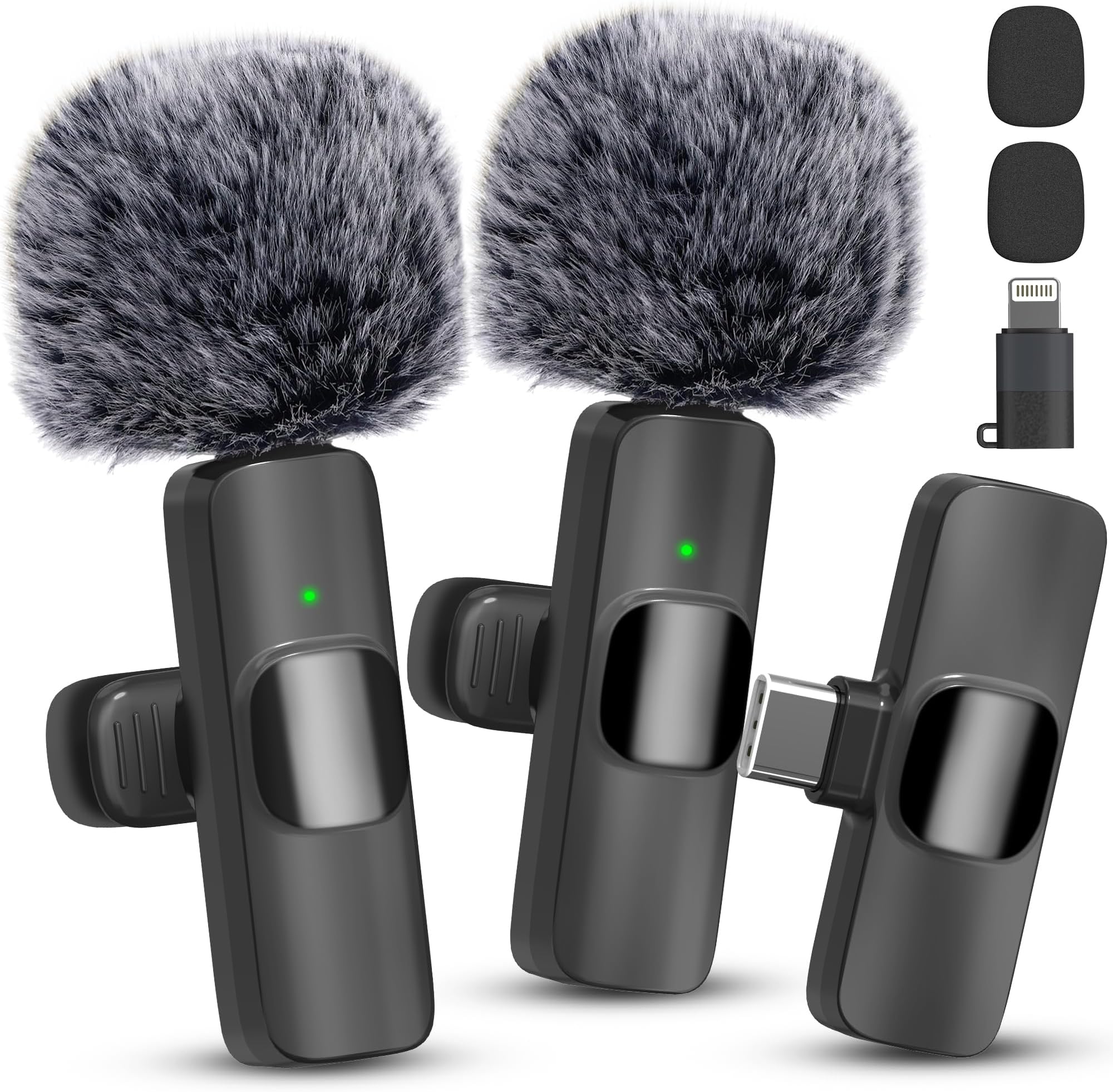 Amazon.com: 2-Pack Wireless Lavalier Microphone for iPhone iPad Android Included Charging Case ...