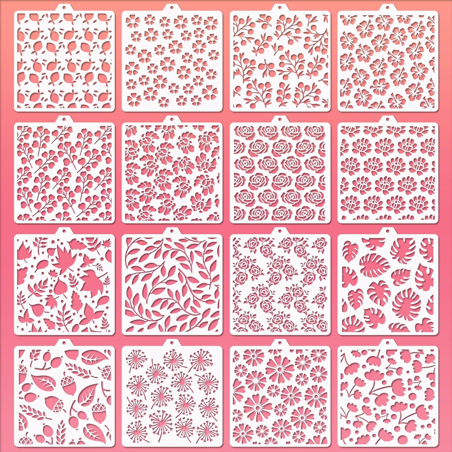 Amazon.com: Flower Leaf Cookie Stencils - 16 Pcs Airbrush Cake Stencils ...