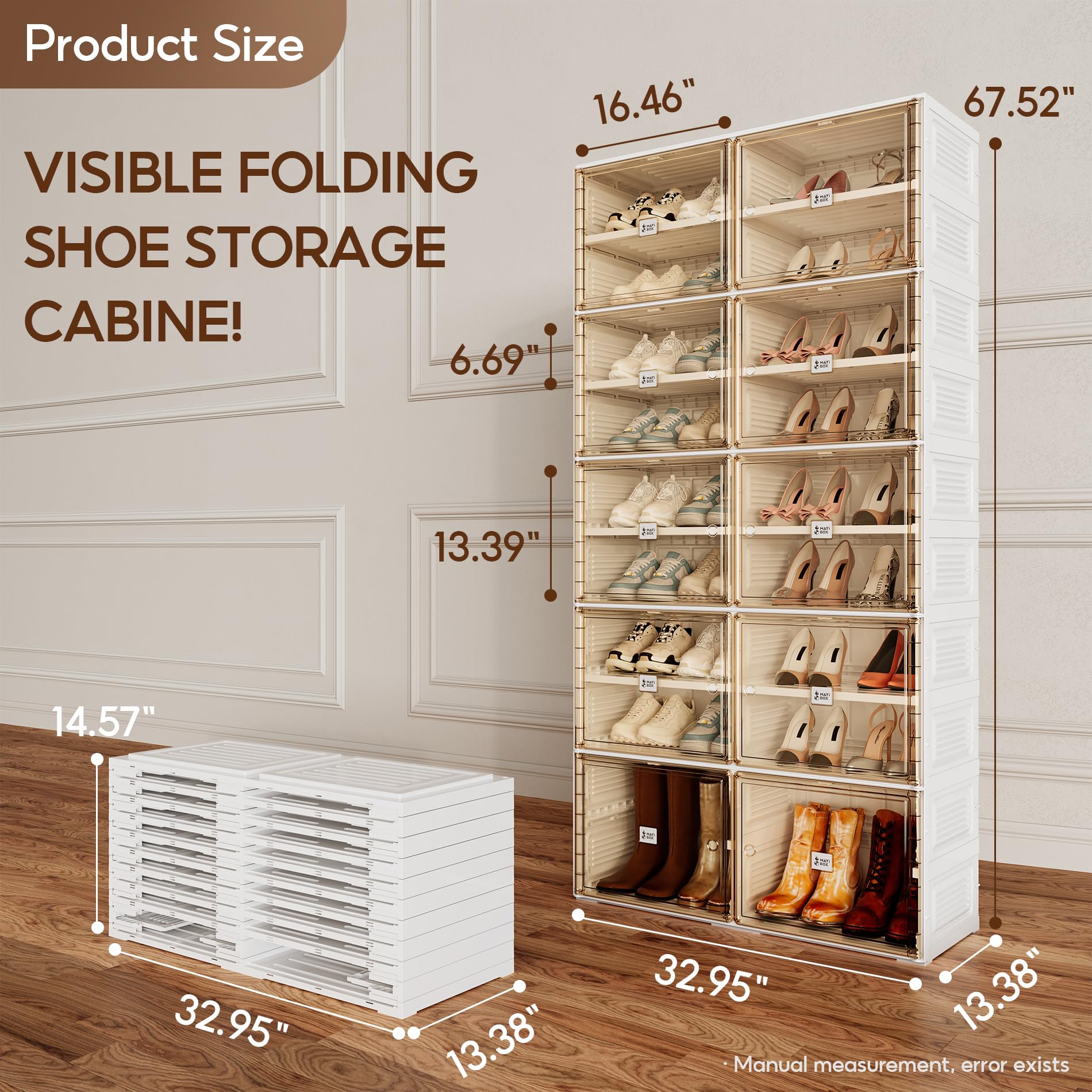Shoe Organizer 9-Layer 36-Pair Folding Shoe Rack, Shoe Rack Storage ...