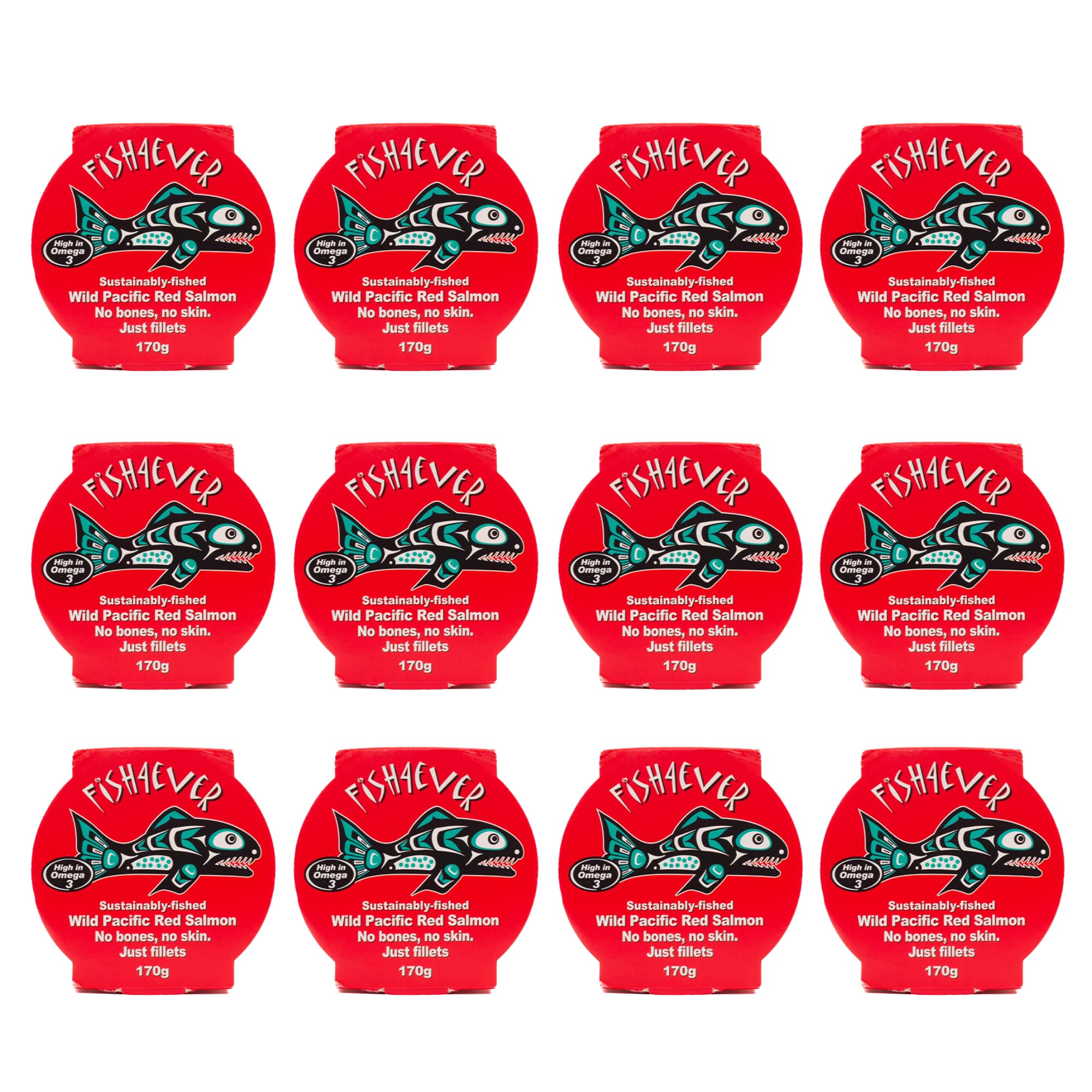 Fish 4 Ever - 12x 170g Red Pacific Wild Salmon In Brine Filleted ...