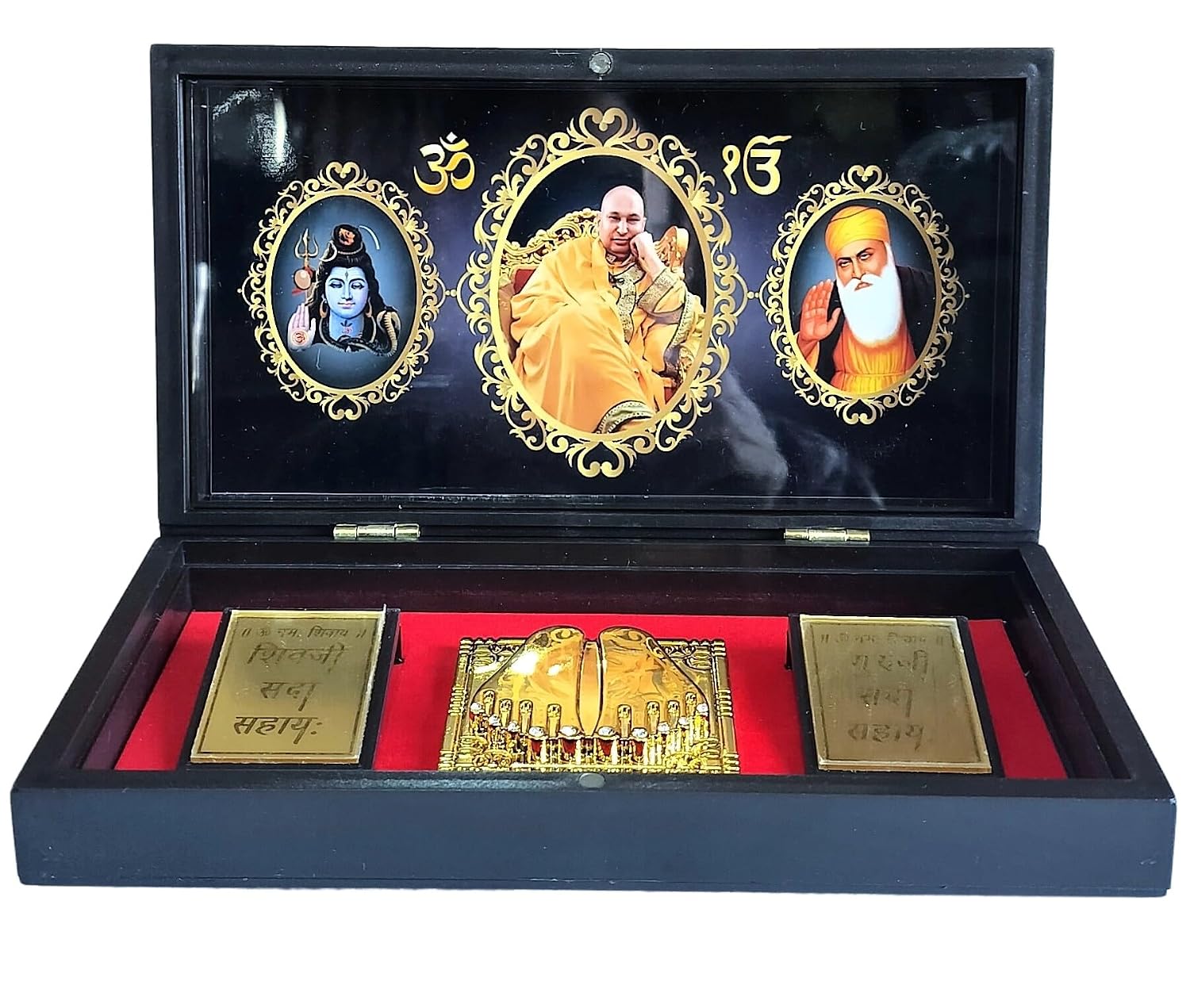 Guru Ji Charan Paduka | Guruji Swaroop | Wooden Gold Plated | Guru Ji ...