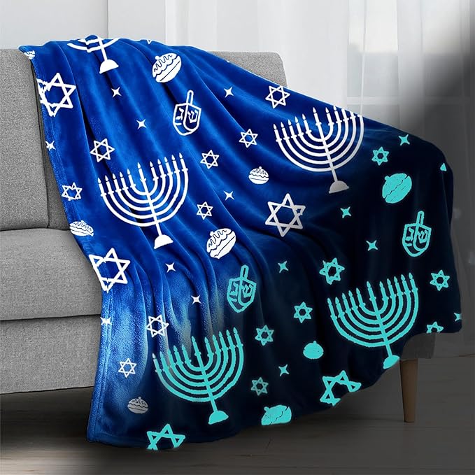 Amazon.com: GOAUS Hanukkah Flannel Throw Blanket Glow in The Dark ...