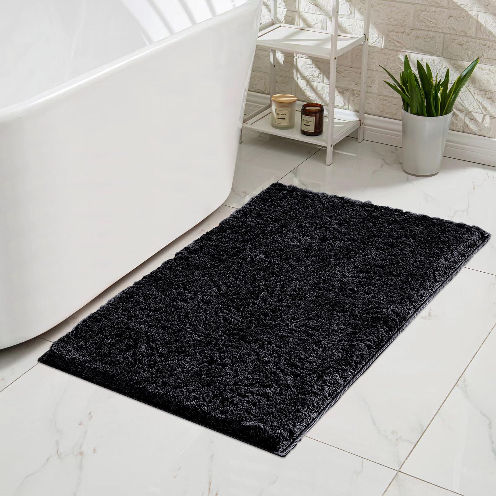 Amazon.com: CozeCube Black Bathroom Rug 47" x 24", Bath mats for ...