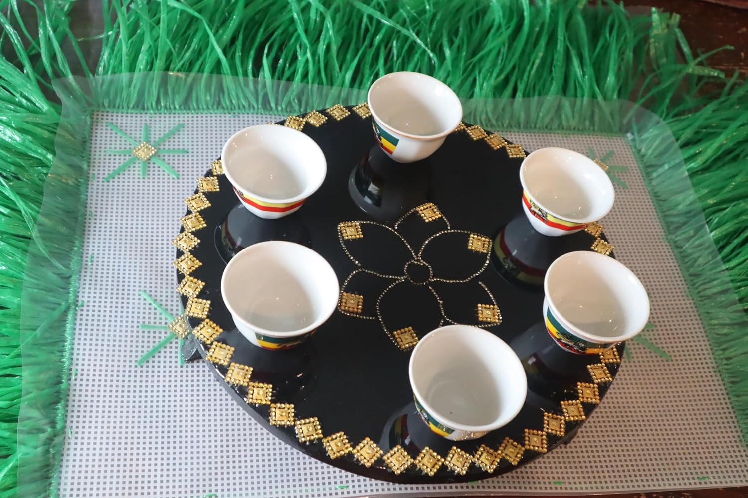 Amazon.com: Ethiopian Rekebot Coffee Tray Set 12 Inch Round Table Top ...