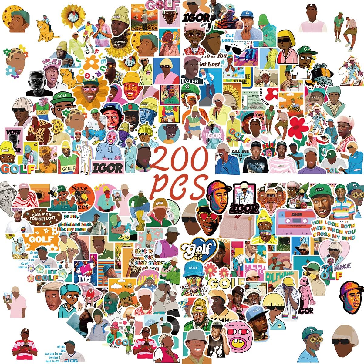Amazon.com: 200Pcs Tyler Stickers The Creator Stickers Rapper Stickers ...
