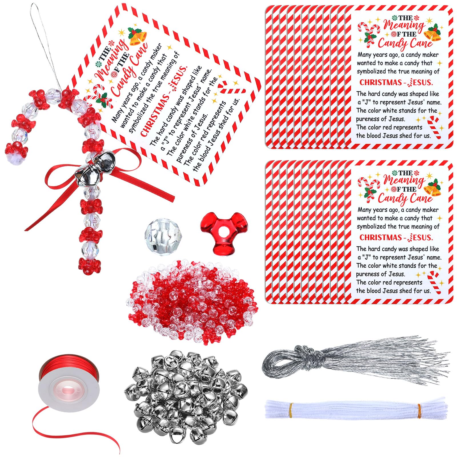 Amazon.com: JellyArch 24 Sets Story of Candy Cane Ornament Craft 24 ...