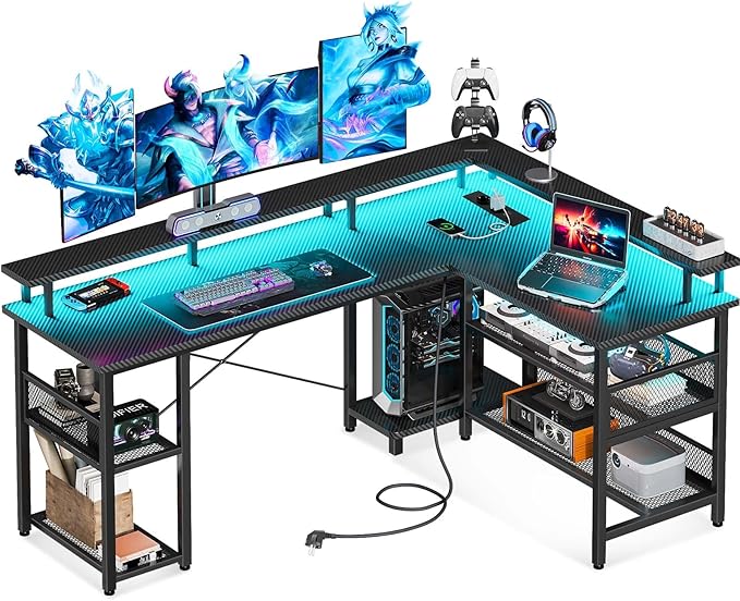 ODK Reversible Gaming Table 168 x 120 cm, Gaming Desk with LED, Corner ...
