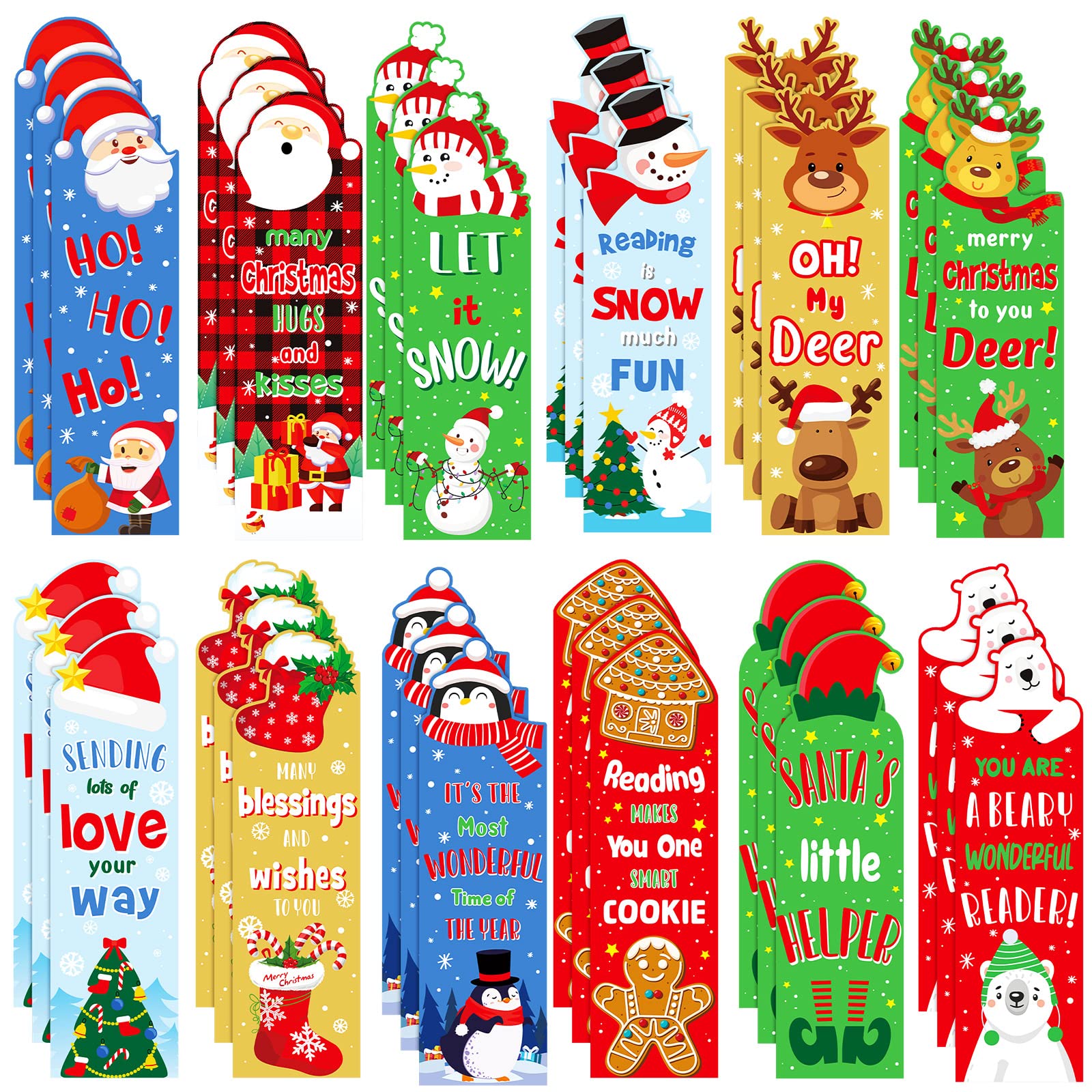 Snapklik.com : Fainne 60 Pieces Christmas Scented Bookmarks Kids Bulk ...
